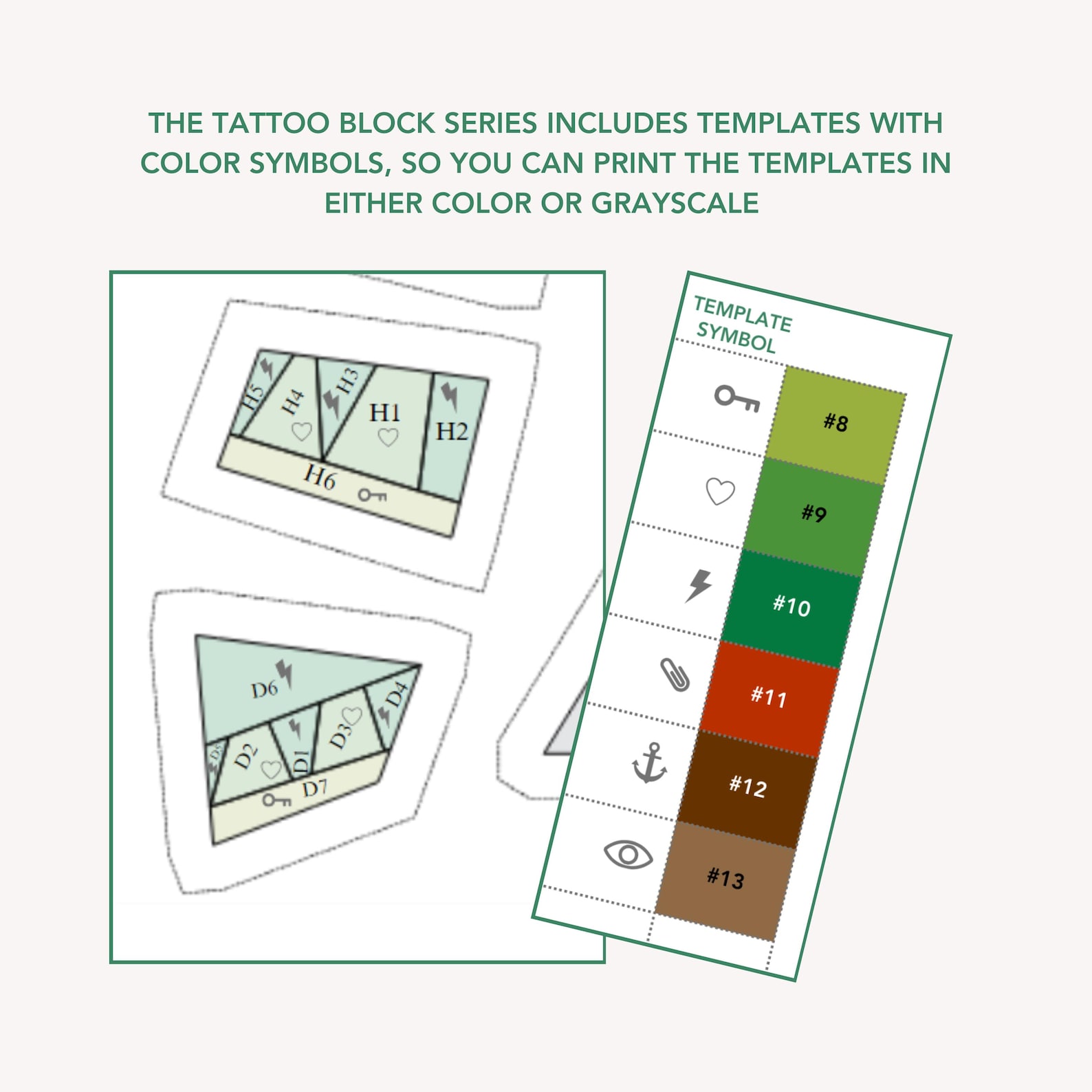Tattoo Series FPP Quilt Block Patterns | Set of 8 Patterns (PDF ...