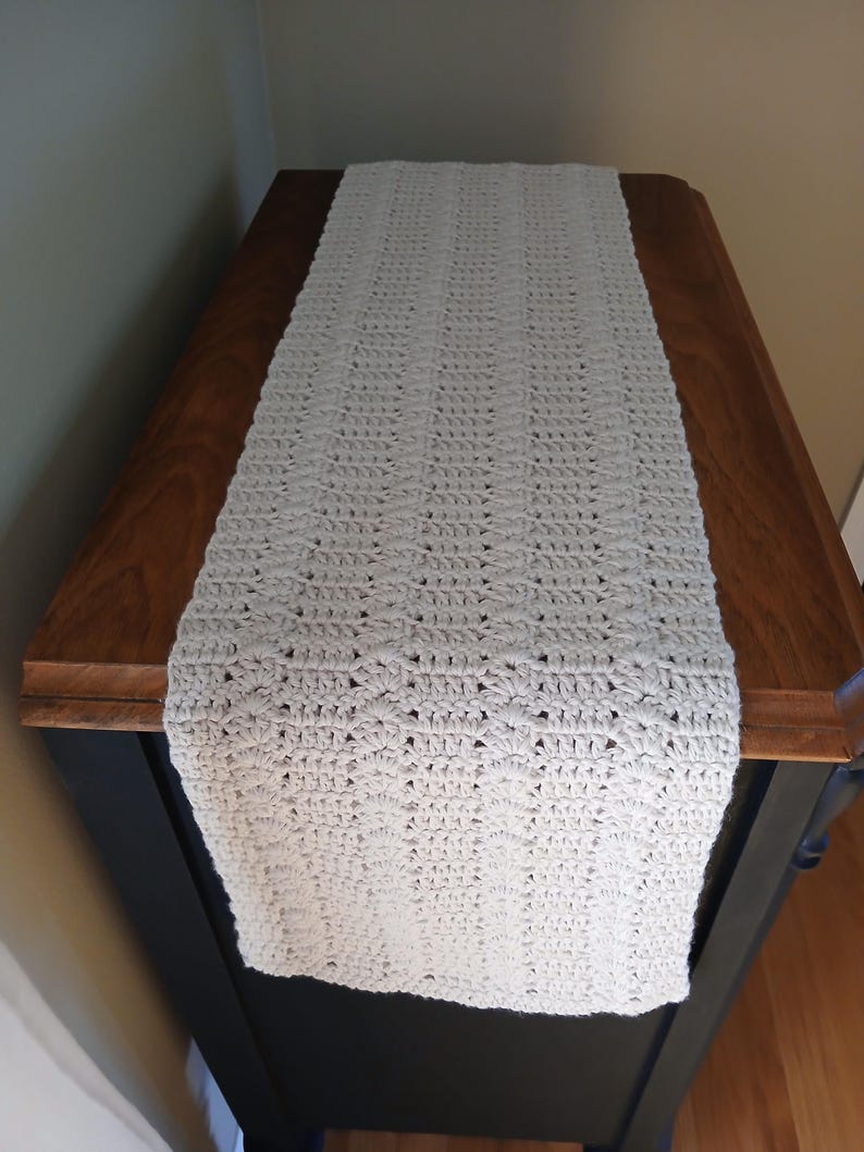 Handmade Cotton Crochet Table Runner- Small, Farmhouse Style, Console ...