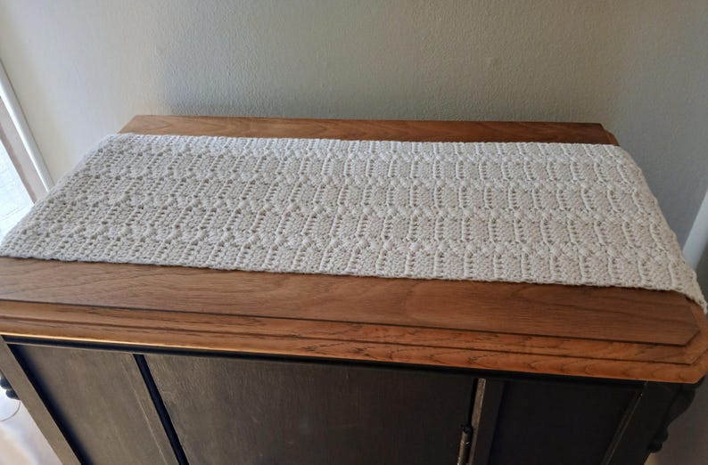 Handmade Cotton Crochet Table Runner- Small, Farmhouse Style, Console ...