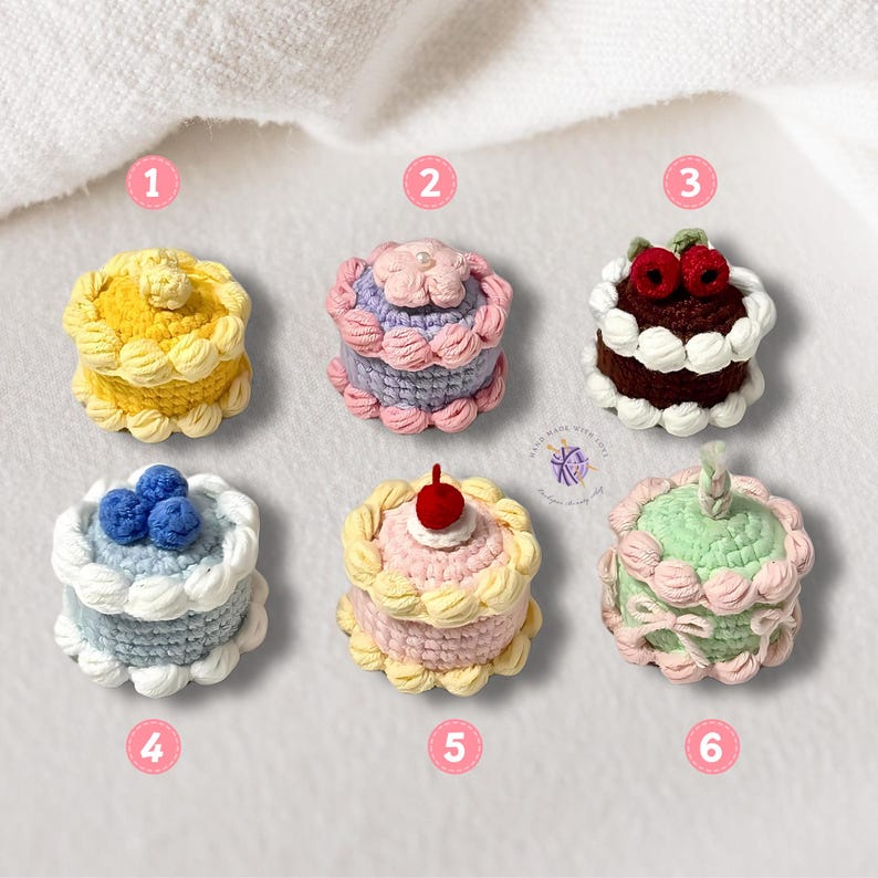 Handmade Crochet Mini Birthday Cake, Amigurumi Dessert Plush, Crochet ...