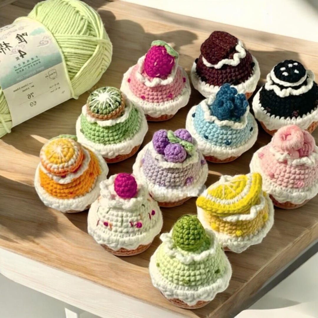 Handmade Crochet Mini Birthday Cake, Amigurumi Dessert Plush, Crochet ...