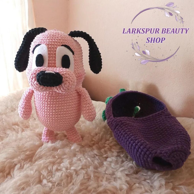 Courage the Cowardly Dog Amigurumi, Cowardly Eggplant Dog Plush ...