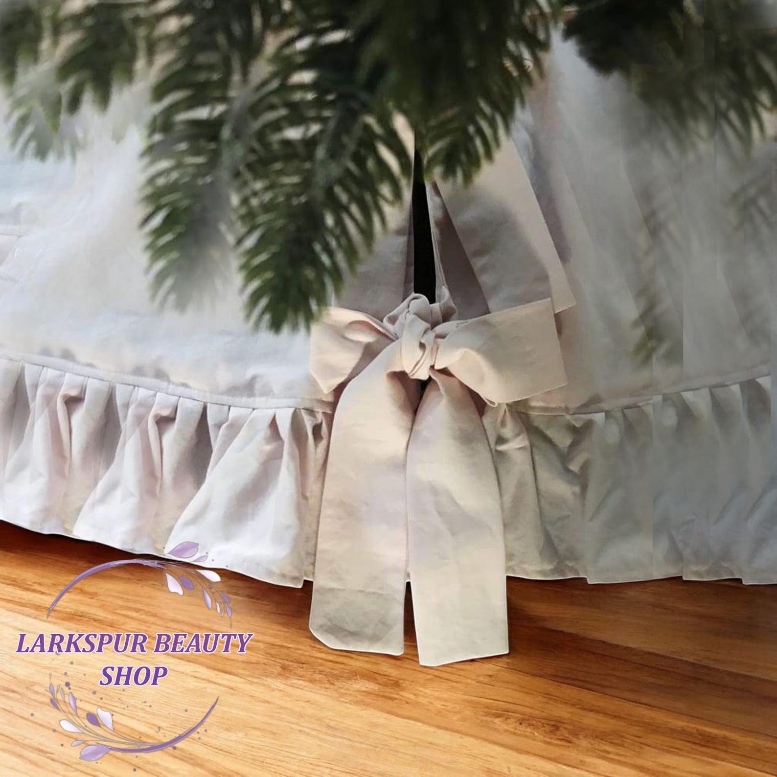 Linen Tree Skirt With Large Ties, Linen Tree Skirt With Ruffled ...