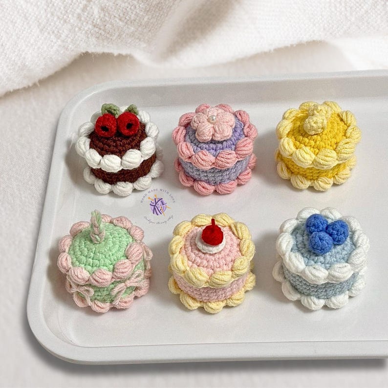 Handmade Crochet Mini Birthday Cake, Amigurumi Dessert Plush, Crochet ...