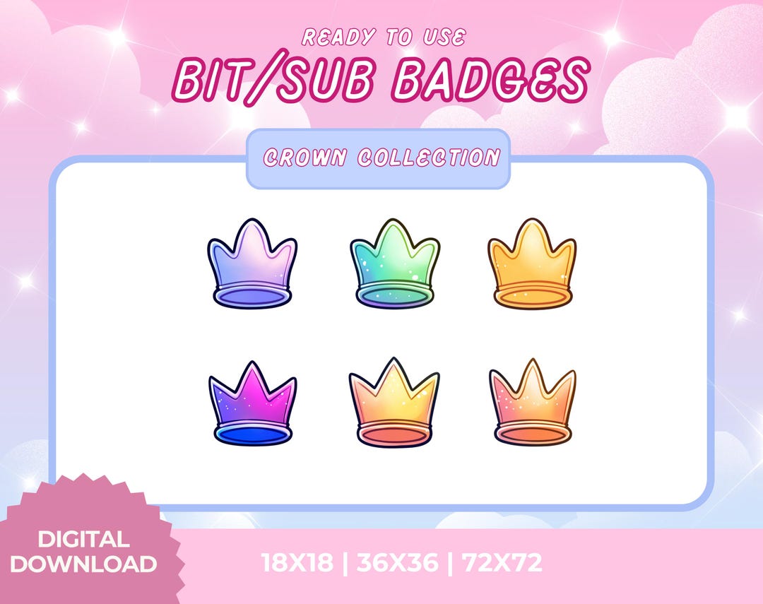 Twitch Sub Badges | Crown Sub Badges | Crown Badges | for Streaming or ...