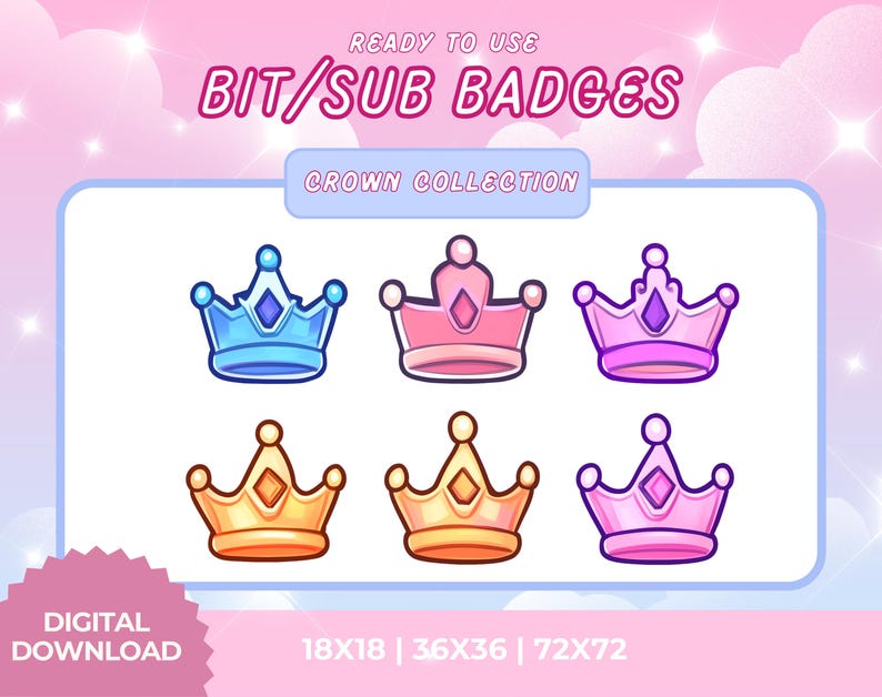 Twitch Sub Badges | Crown Sub Badges | Crown Badges | for Streaming or ...