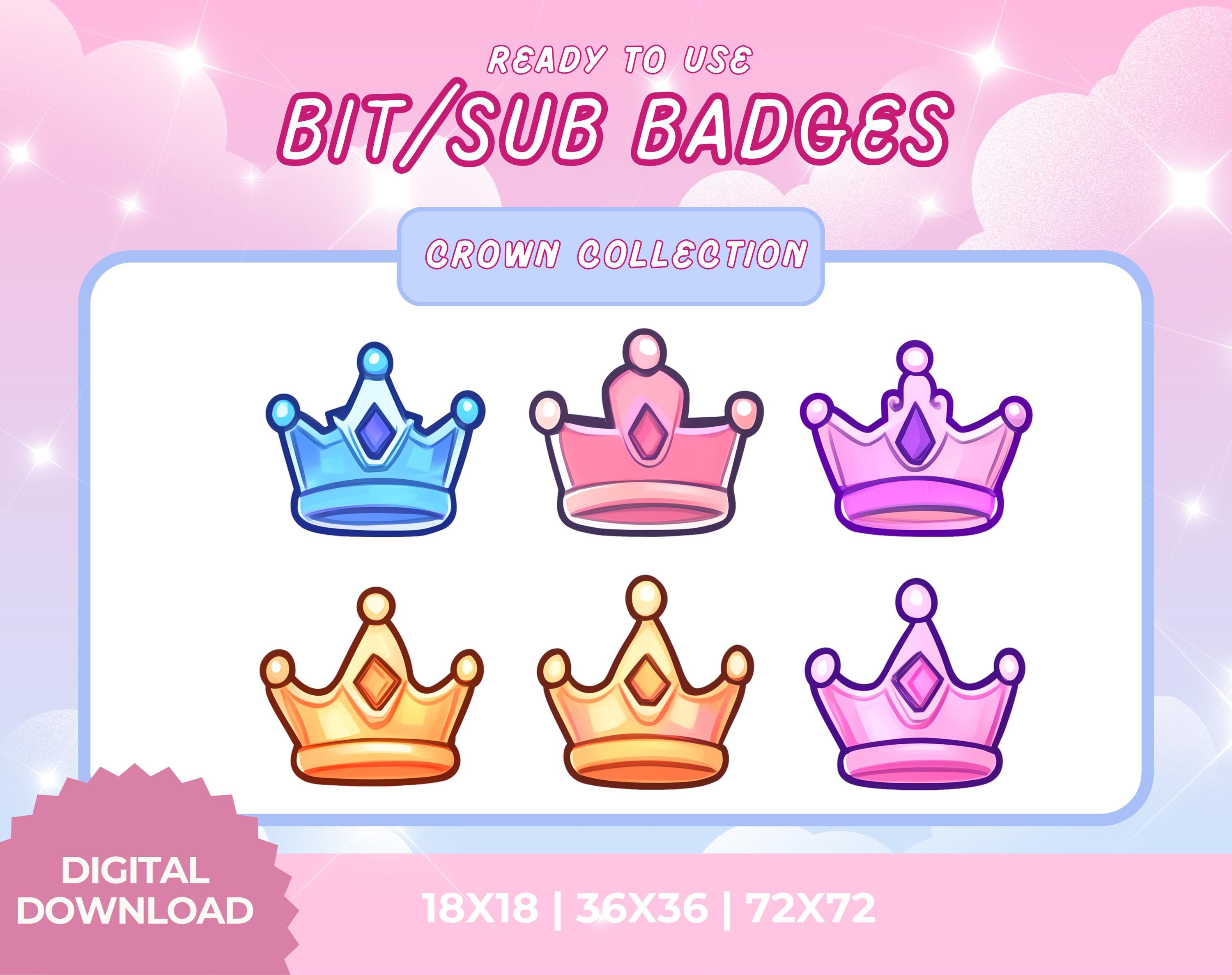 Twitch Sub Badges | Crown Sub Badges | Crown Badges | for Streaming or ...