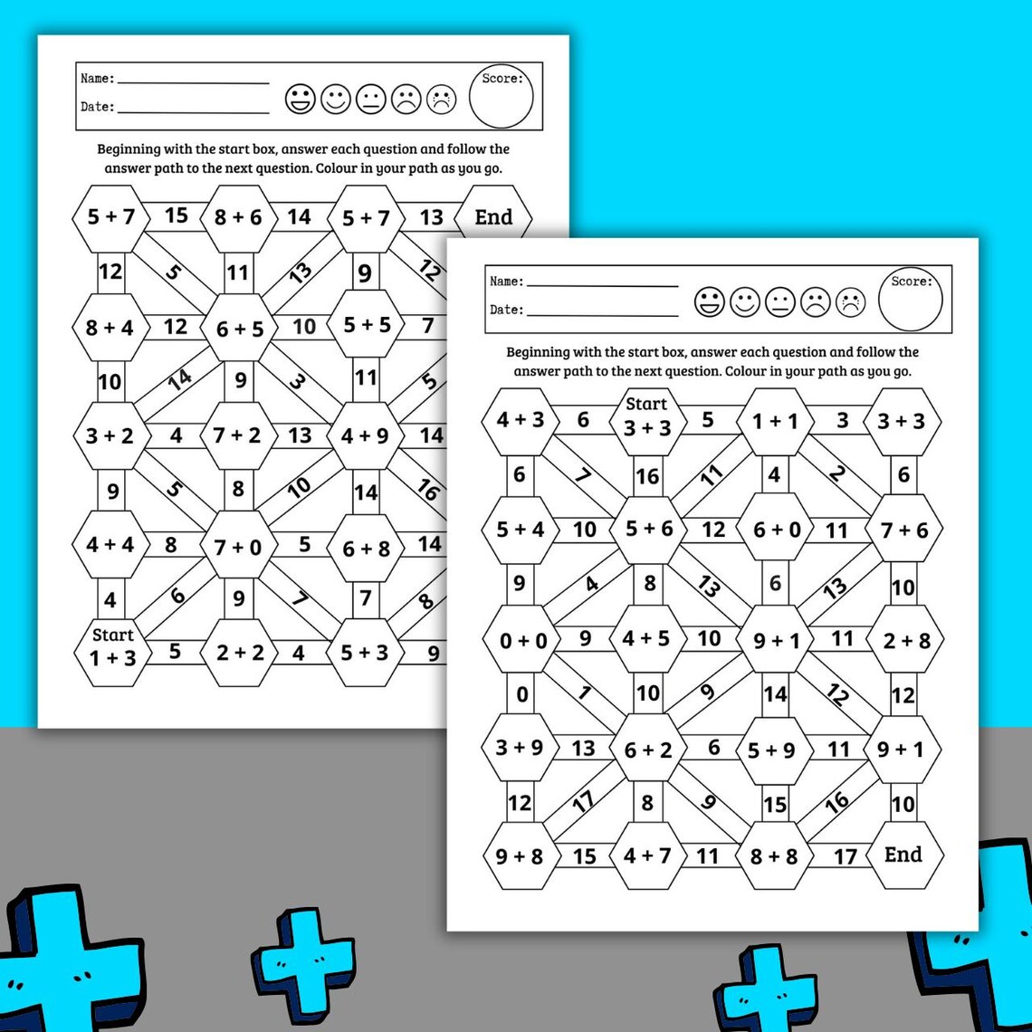 10 Printable Math Exercises for Children, Blanks Sheets Worksheets ...