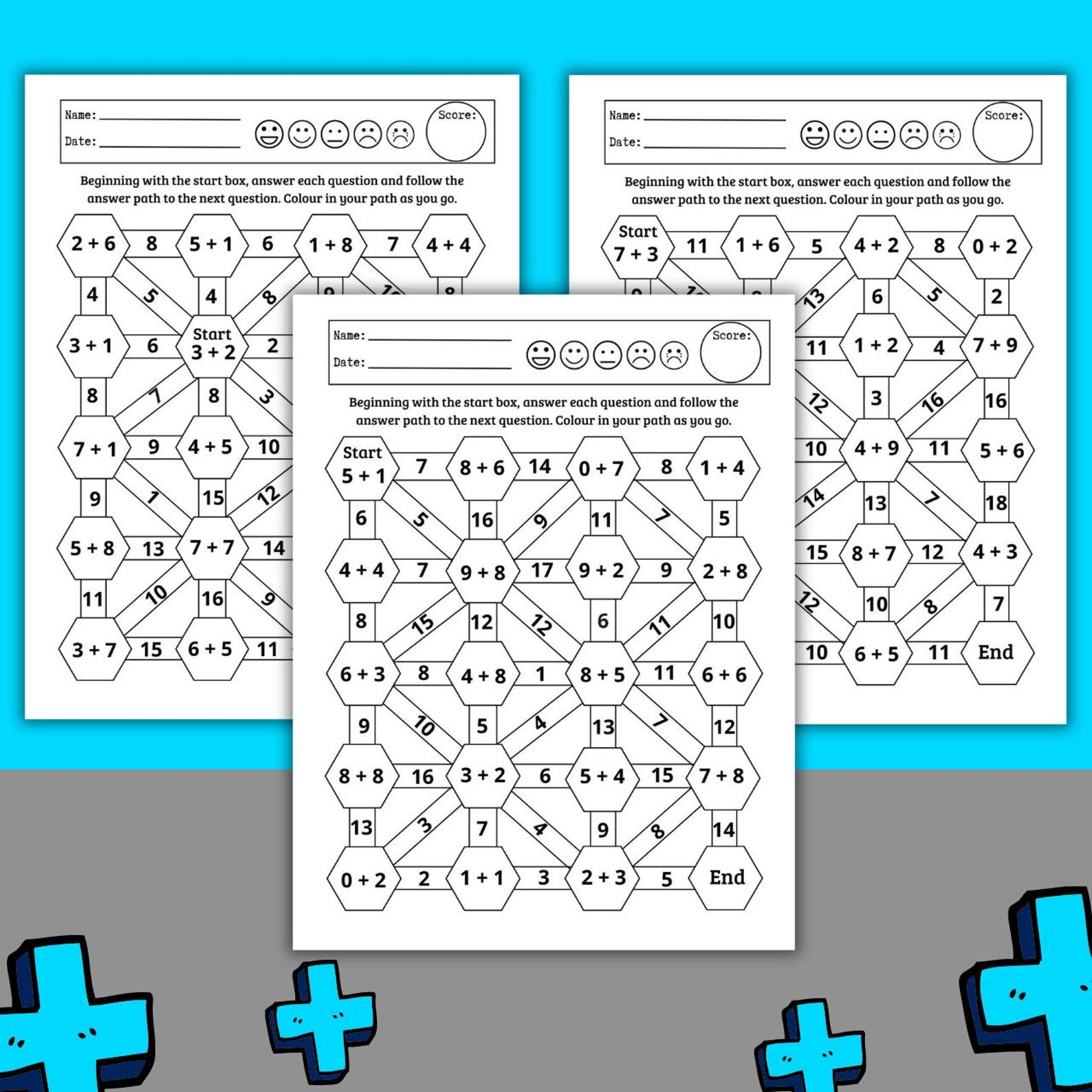 10 Printable Math Exercises for Children, Blanks Sheets Worksheets ...