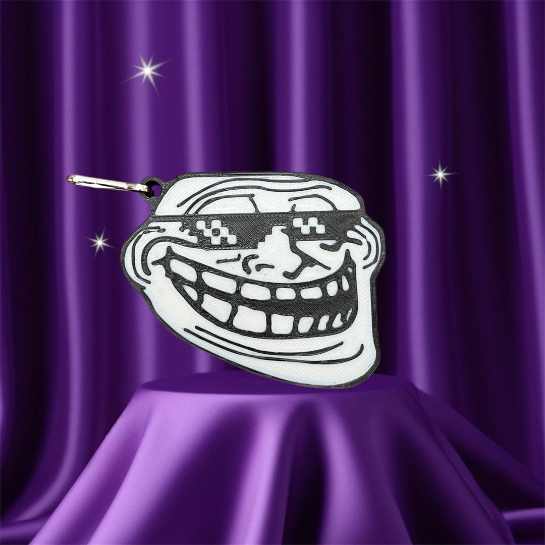 Troll Face Keychain/ Bag Tag 3D Printed - Etsy