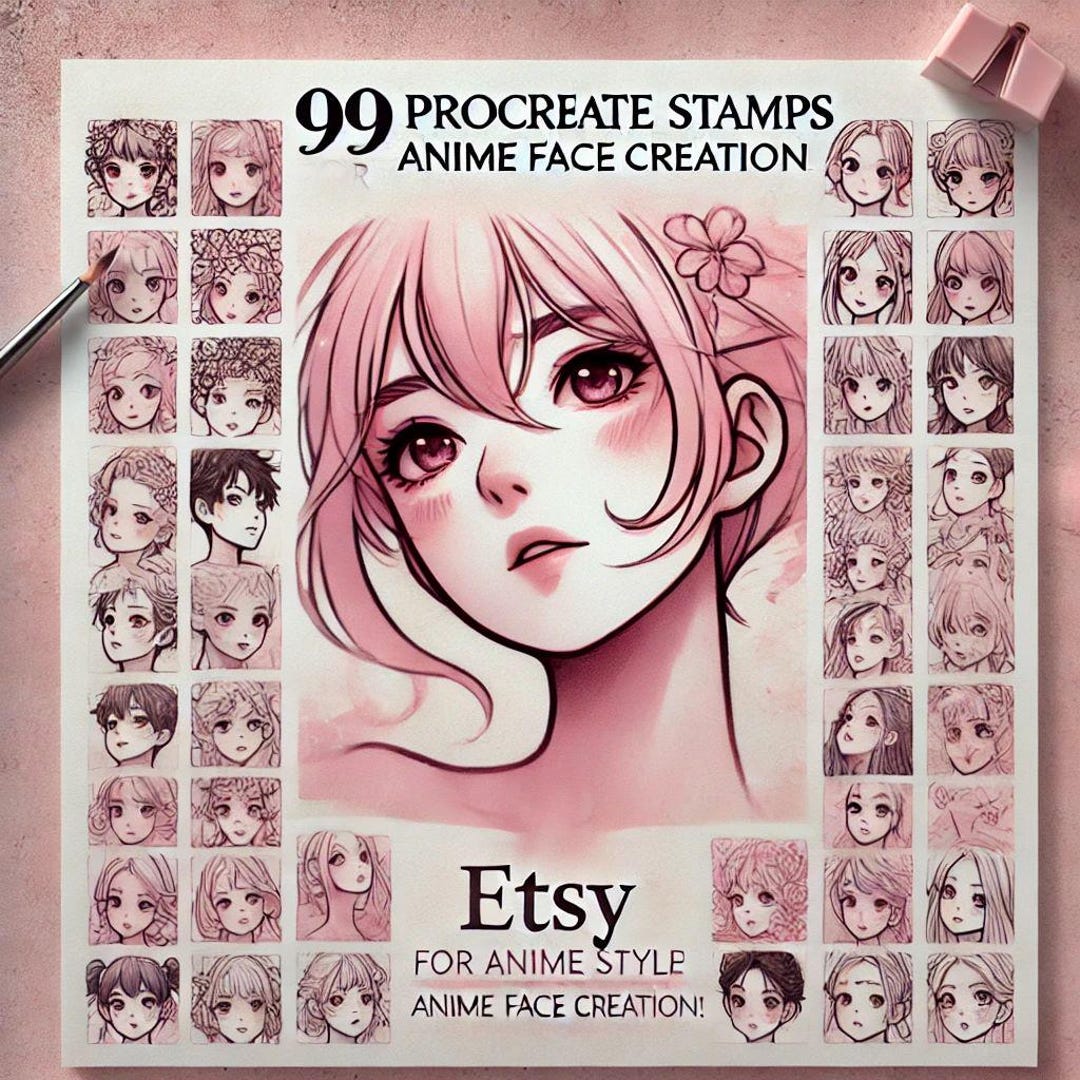 Procreate Anime Face Stamps, Female Face Stamps for Procreate, Girl ...