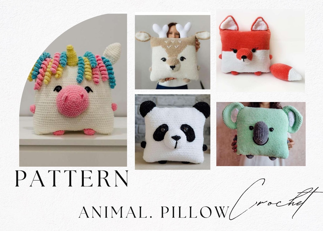 5in1 Crochet Animal Pillows PATTERN Handmade Animal Pillows - Etsy