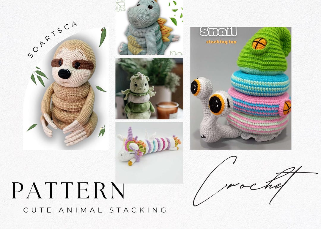 5in1 Crochet Animal Stacking PATTERN Handmade Amigurumi Cute Stackings ...
