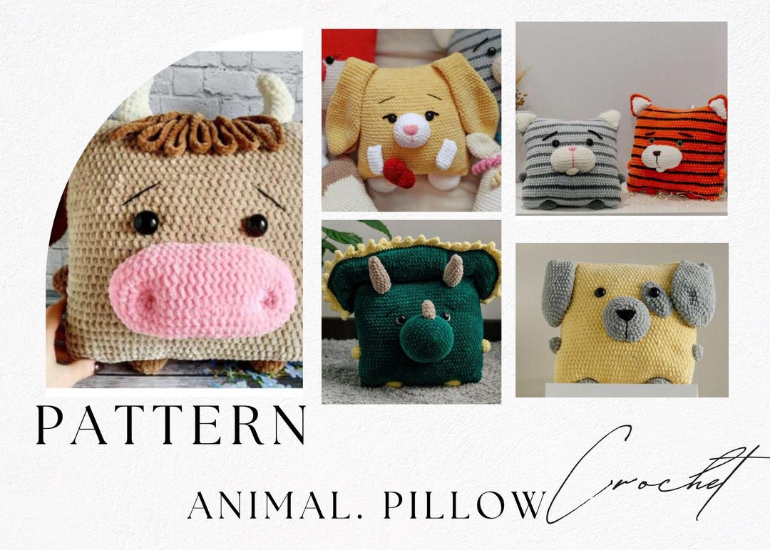 5in1 Crochet Animal Pillows PATTERN Handmade Animal Pillows - Etsy