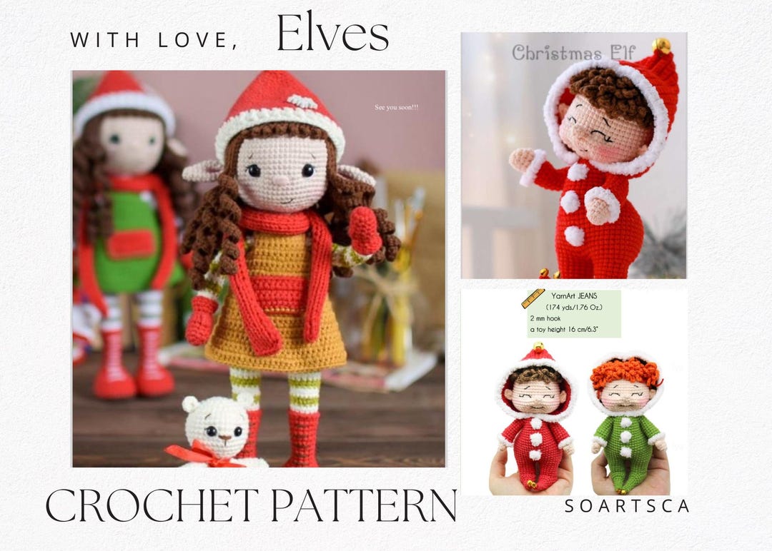 4in1 Crochet Christmas Elf Doll PATTERN Handmade Christmas Amigurumi - Etsy