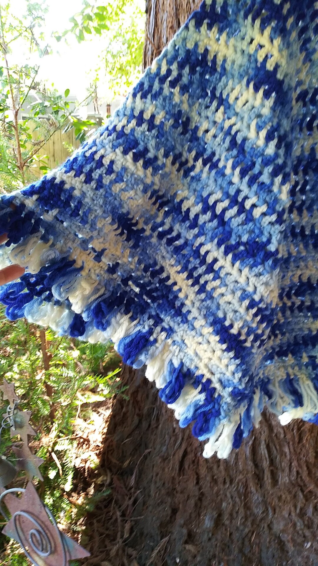 Blue Ombre Shawl Crocheted Shawl Shades of Blue Shawl Hippie Boho ...