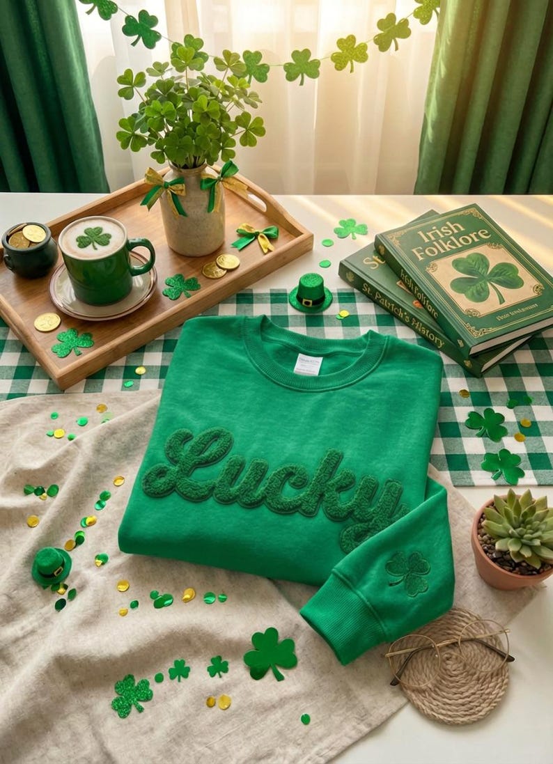 Personalized St. Patrick’s Day Embroidered Sweatshirt, Lucky Chenille ...
