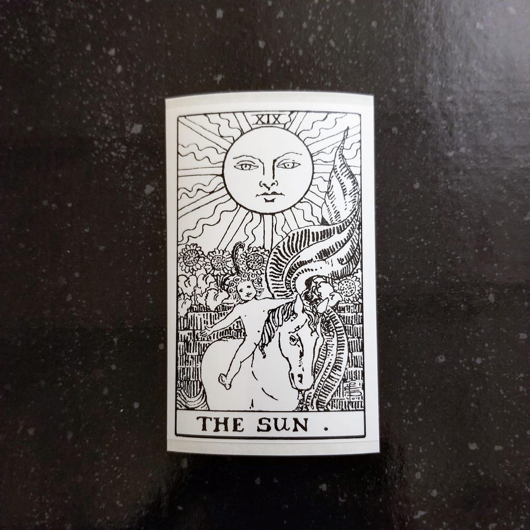 The Sun 4 X 2 weatherproof Vinyl Sticker / Decal Tarot Card Occult ...