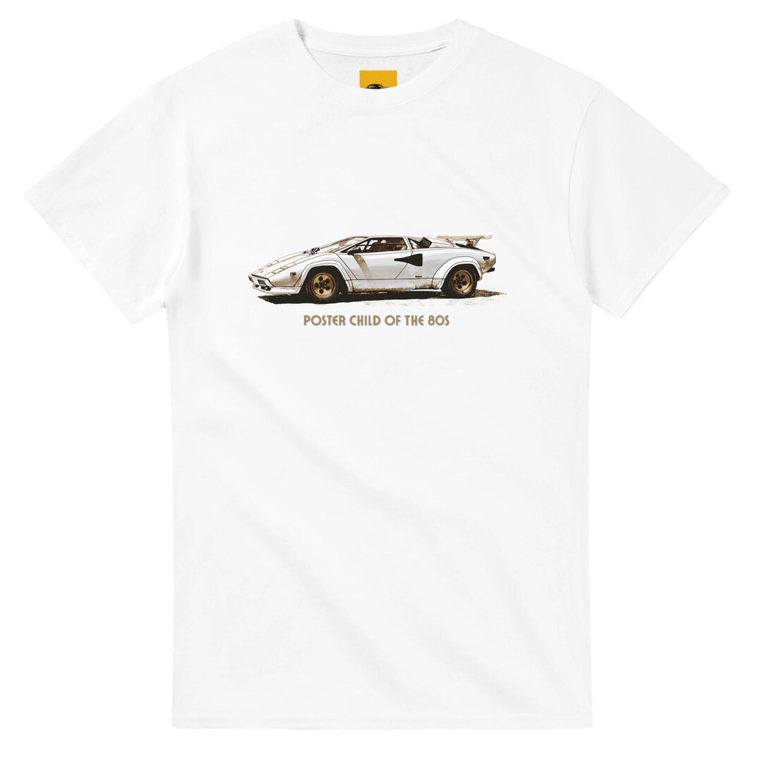 Retro Lamborghini Countach T-shirt - Vintage Aged Print - Ultimate 80s ...