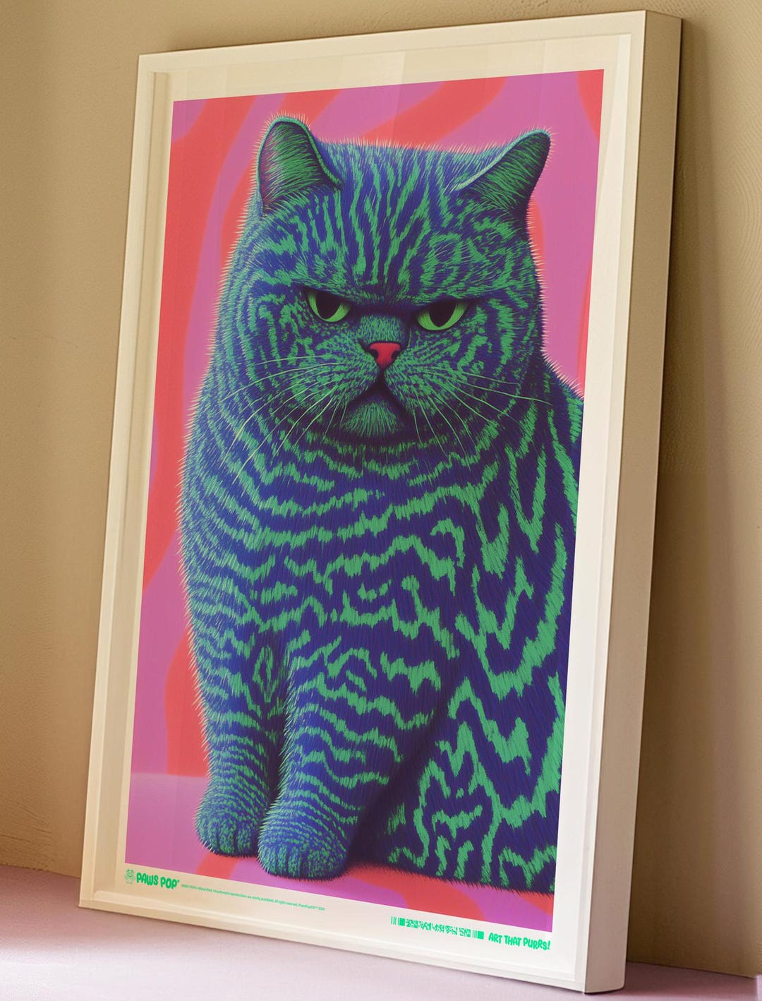 PAWS POP© Digital Fine Art, Pop Cat Decor, Cute Cat Illustration ...