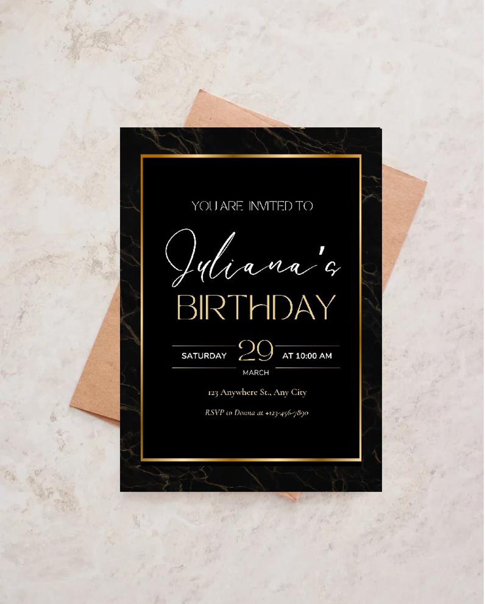Spa Theme Golden Birthday Party Invitation, Golden Spa Theme Birthday ...