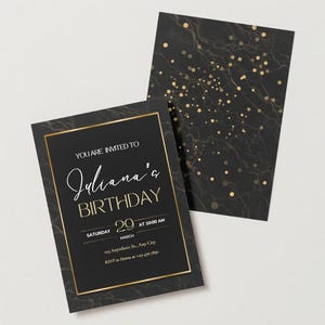 Spa Theme Golden Birthday Party Invitation, Golden Spa Theme Birthday ...