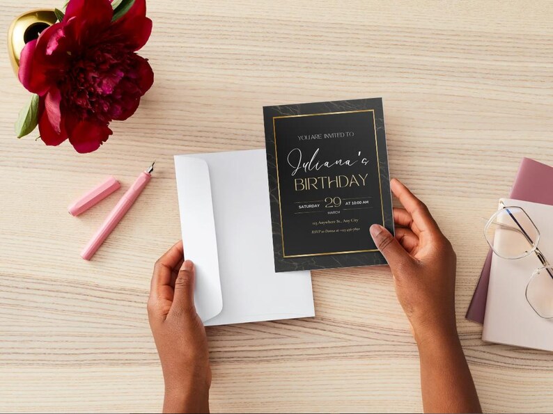 Spa Theme Golden Birthday Party Invitation, Golden Spa Theme Birthday ...