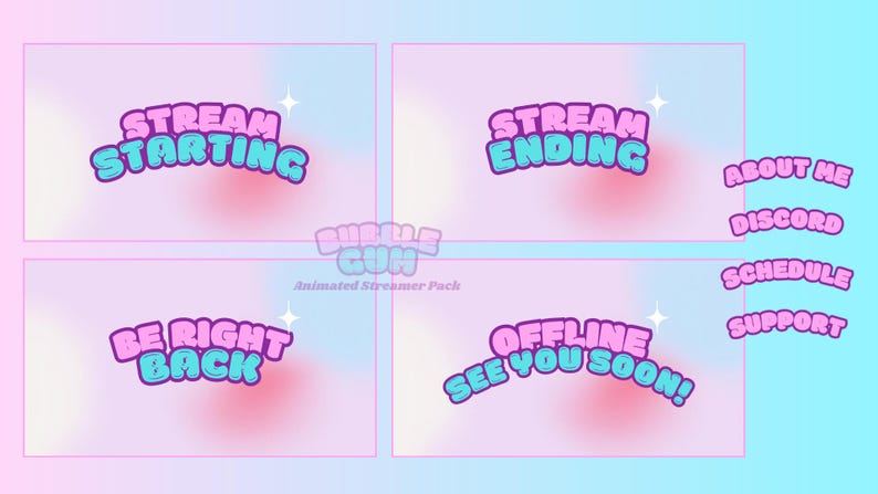 Bubblegum Animated Streamer Pack | Cute Minimalist Clean | Twitch ...