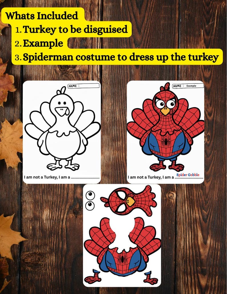 Spiderman Turkey Disguise Printable, Thanksgiving Craft (PDF) - Etsy