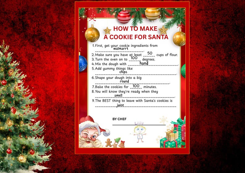 How to Bake a Cookie for Santa, Printable Christmas Cookie Instructions ...