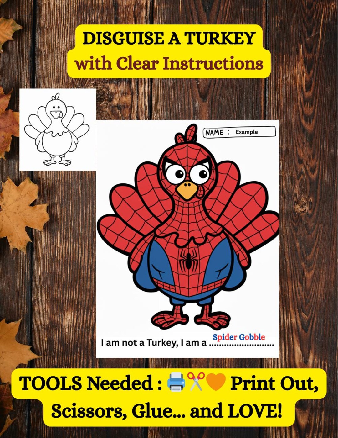 Spiderman Turkey Disguise Printable, Thanksgiving Craft (PDF) - Etsy
