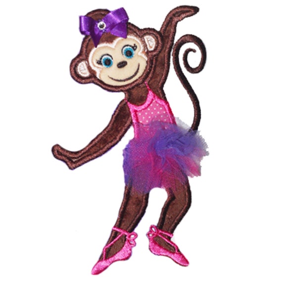 Monkey Ballerina Applique Design | Etsy