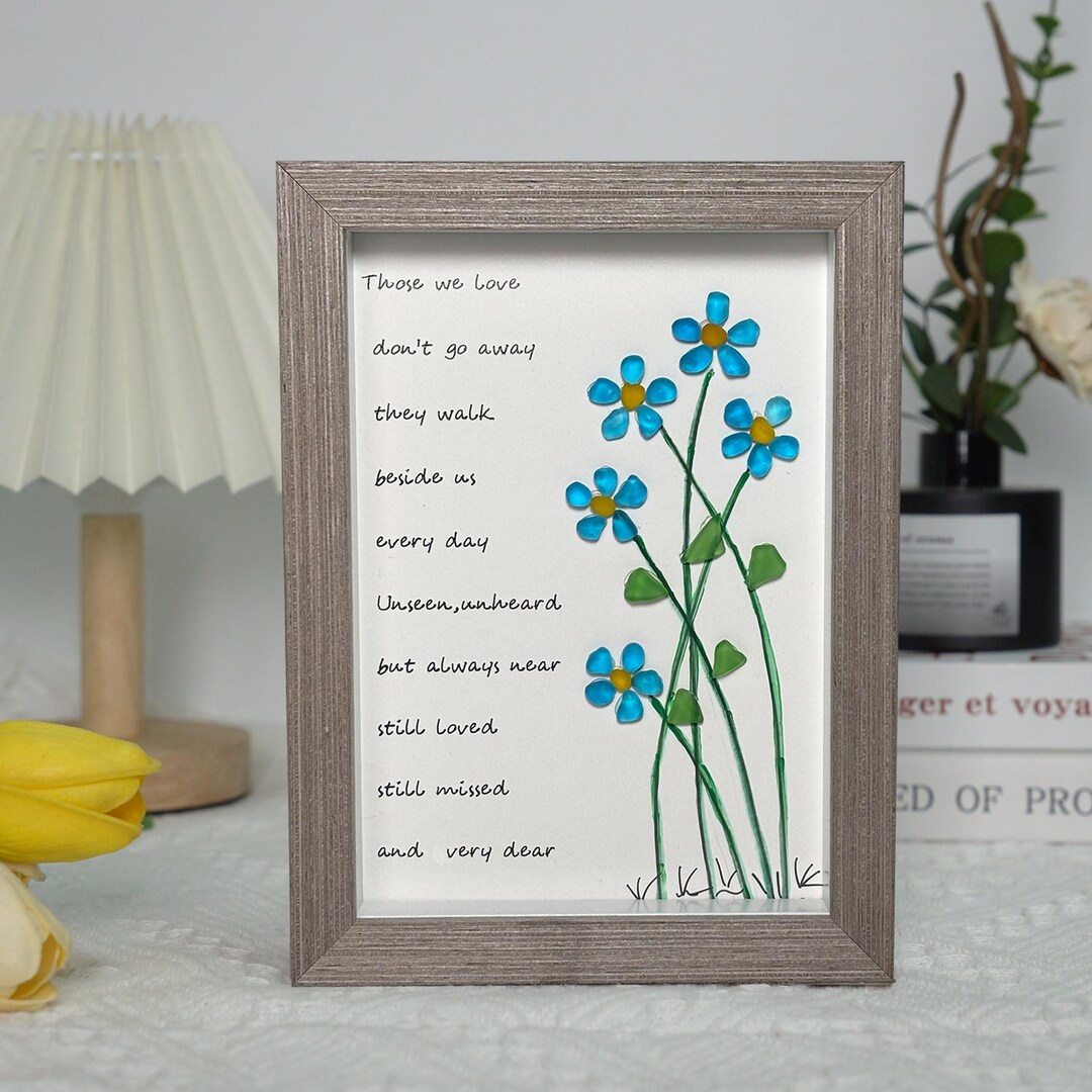 Handmade Sea Glass Poem Art, Poetic Colorful Stone Picture Frame ...