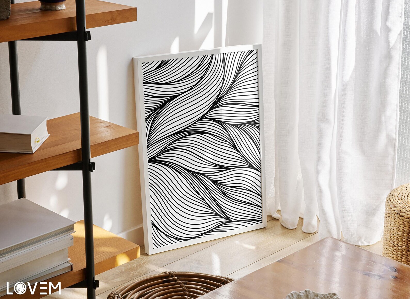 Minimalist Curved Line Art, Abstract Waves Print, Modern Wall Art ...
