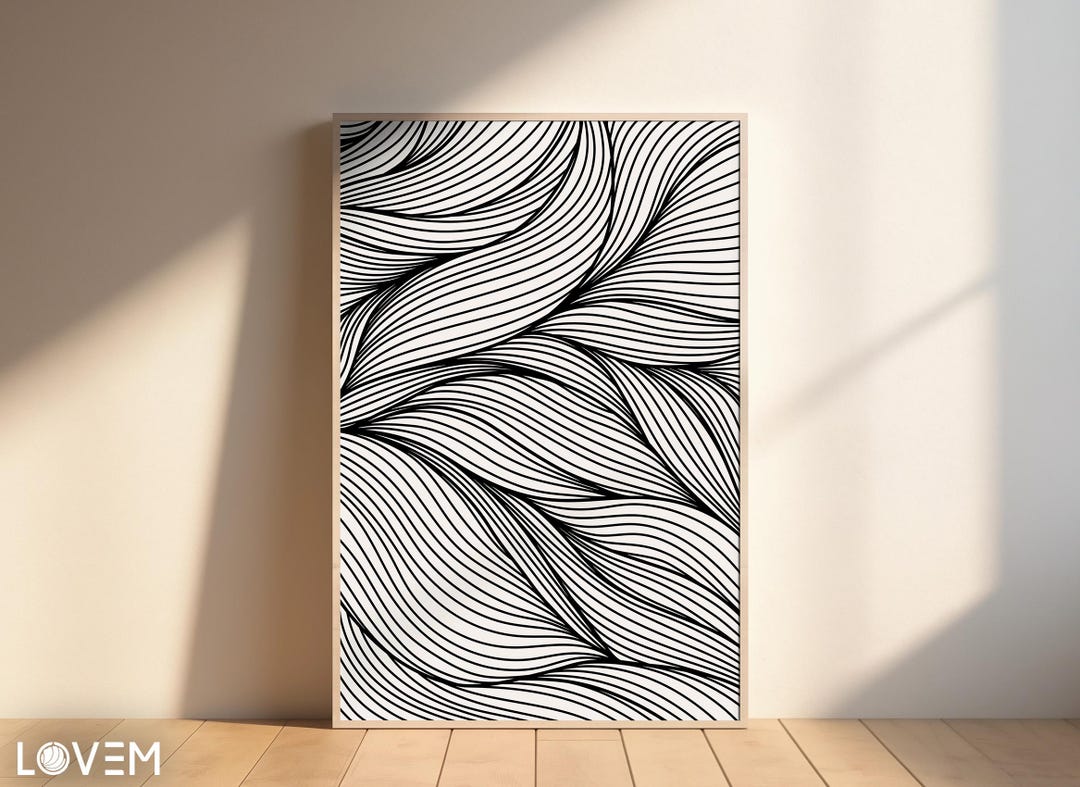 Minimalist Curved Line Art, Abstract Waves Print, Modern Wall Art ...