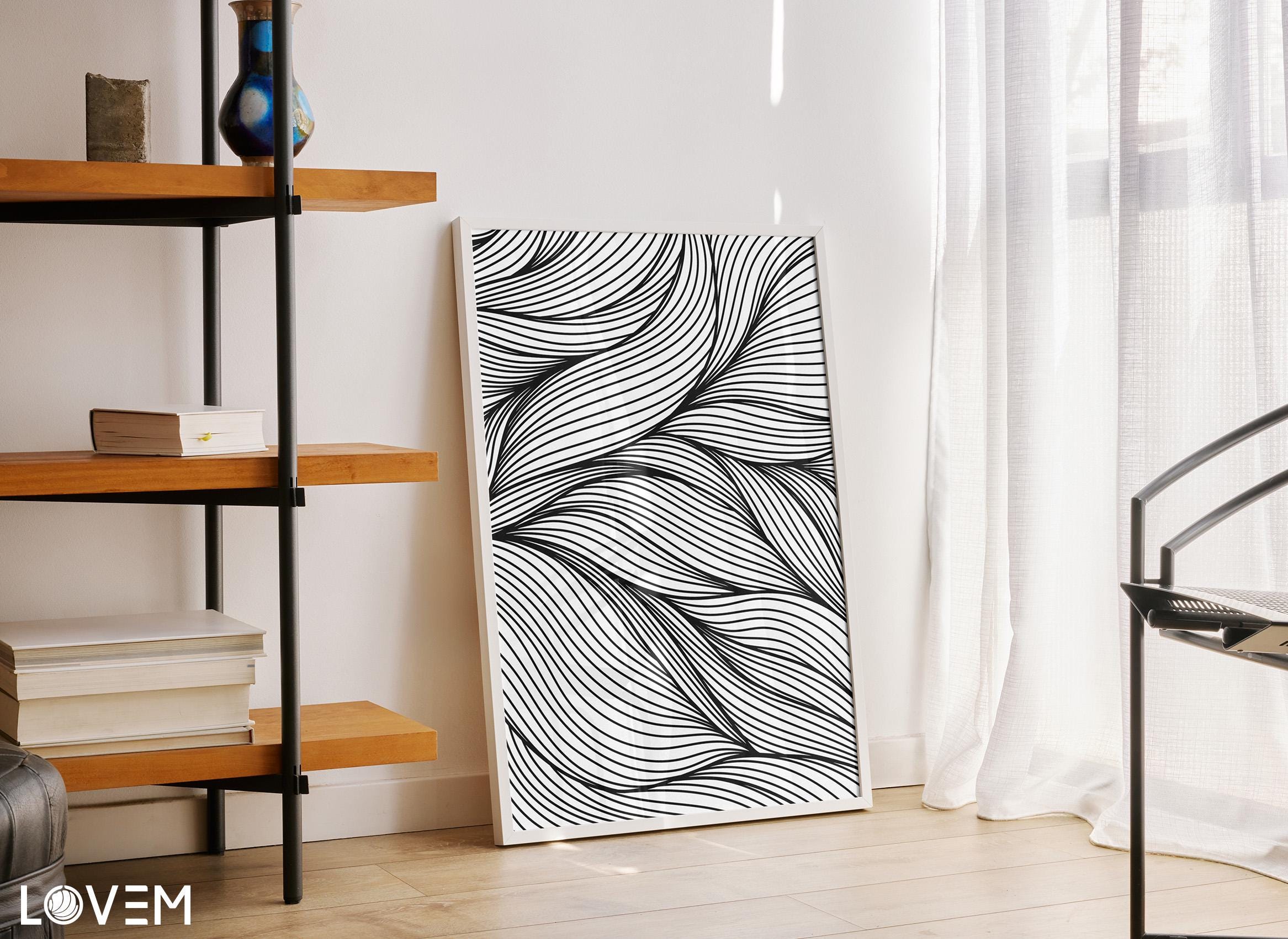 Minimalist Curved Line Art, Abstract Waves Print, Modern Wall Art ...