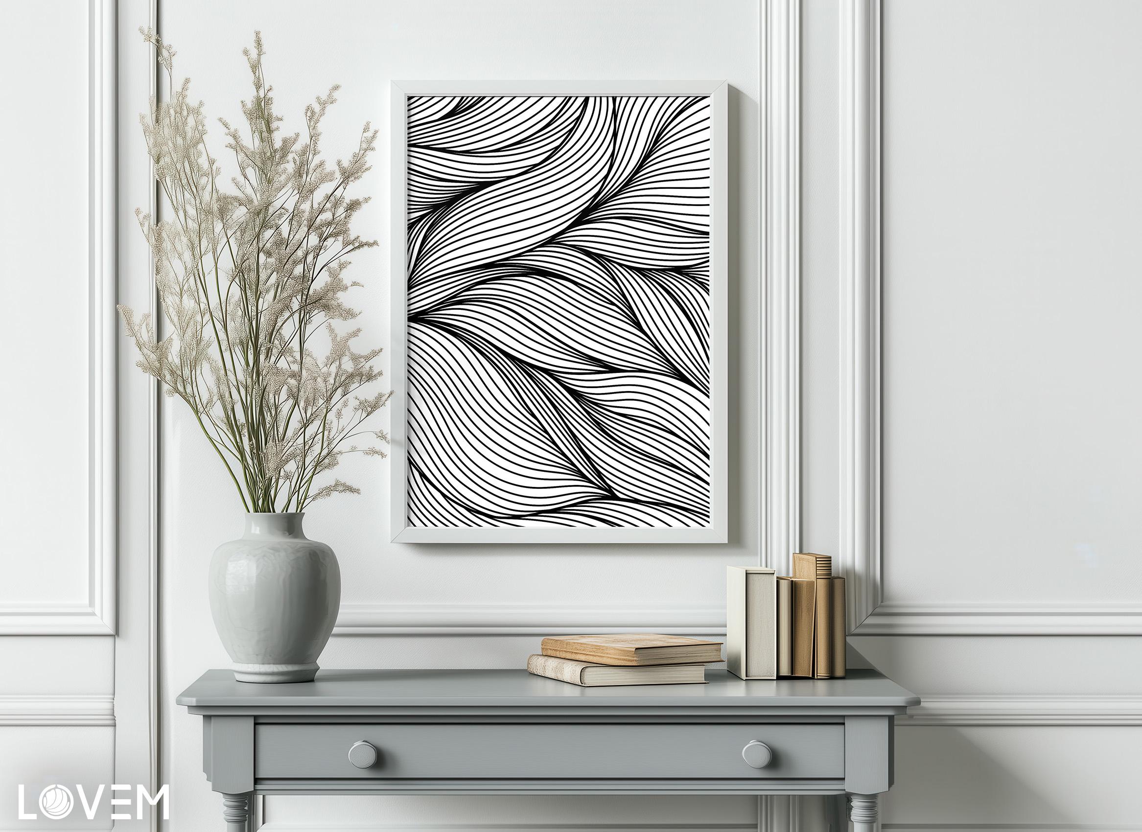 Minimalist Curved Line Art, Abstract Waves Print, Modern Wall Art ...