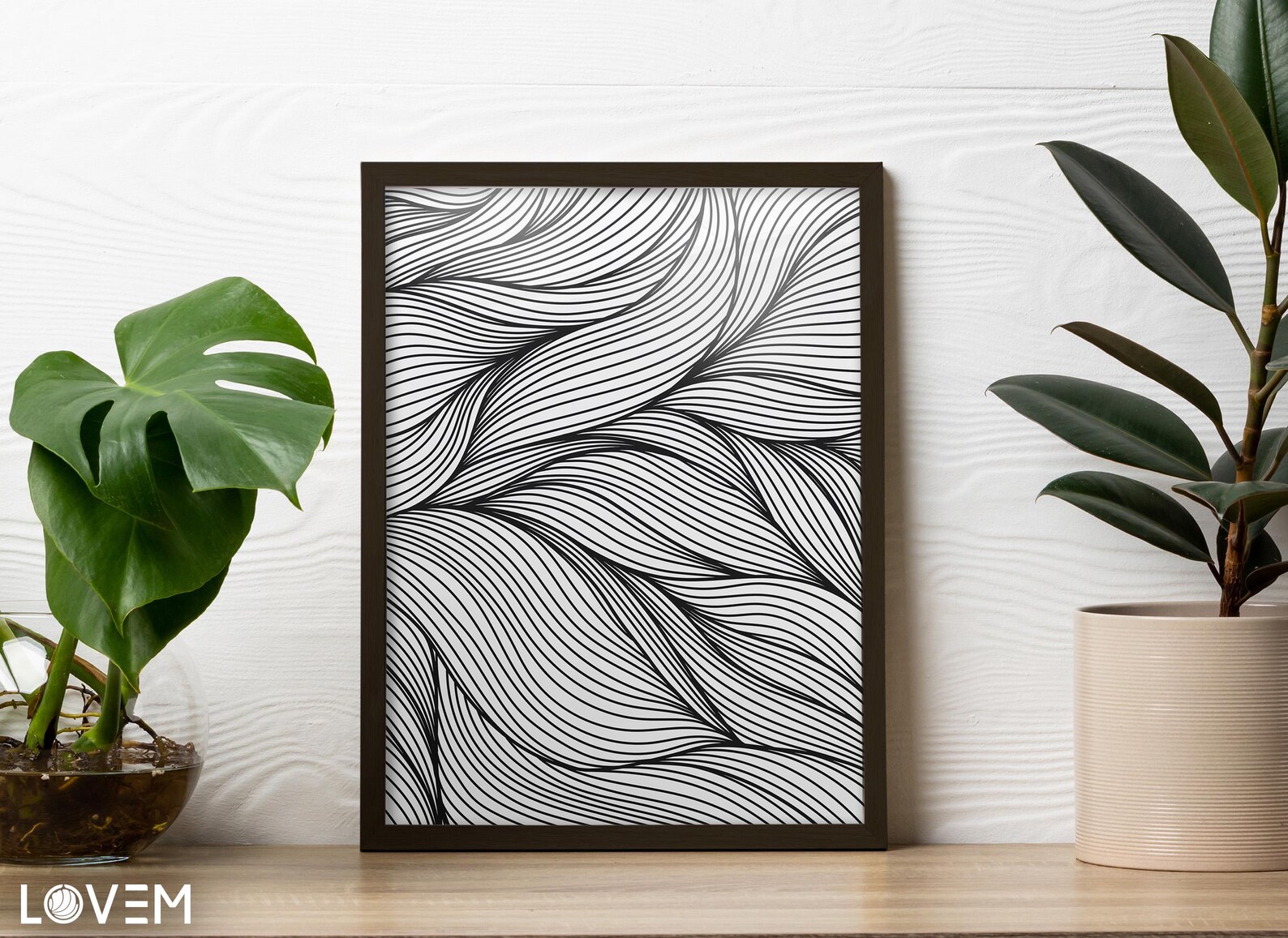 Minimalist Curved Line Art, Abstract Waves Print, Modern Wall Art ...