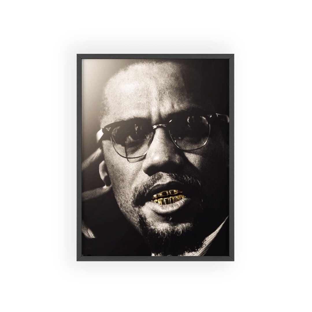 Malcolm X Gloss Poster With Wooden Frame | Black & White Iconic ...
