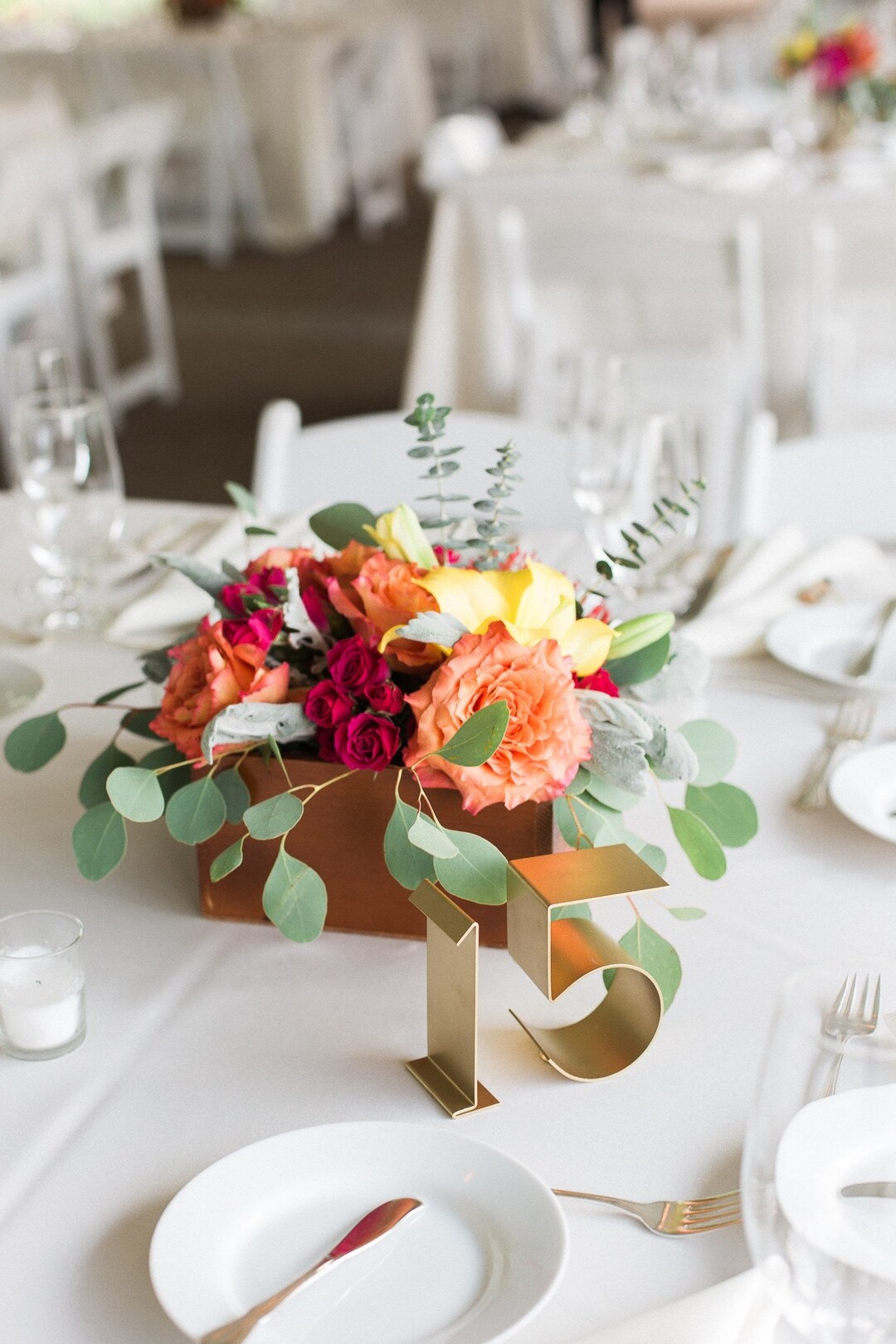 Gold Metal Table Numbers: Freestanding Art Deco Wedding Decor (4 Inch ...