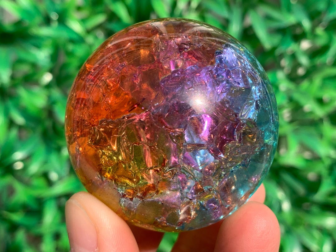 1.9''+ Colours Ball Aura Crackle Glass Sphere,crystal Ball,explode ...