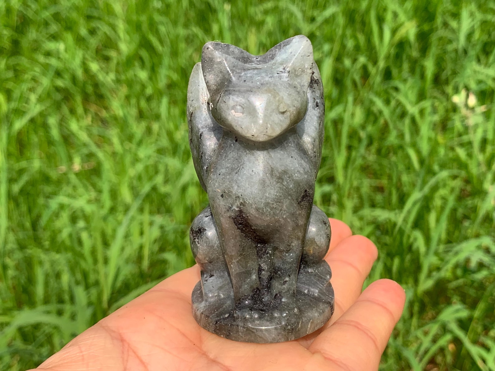 Labradorite Fly Cat Quartz Crystal Skull: Hand Carved Healing Skull ...