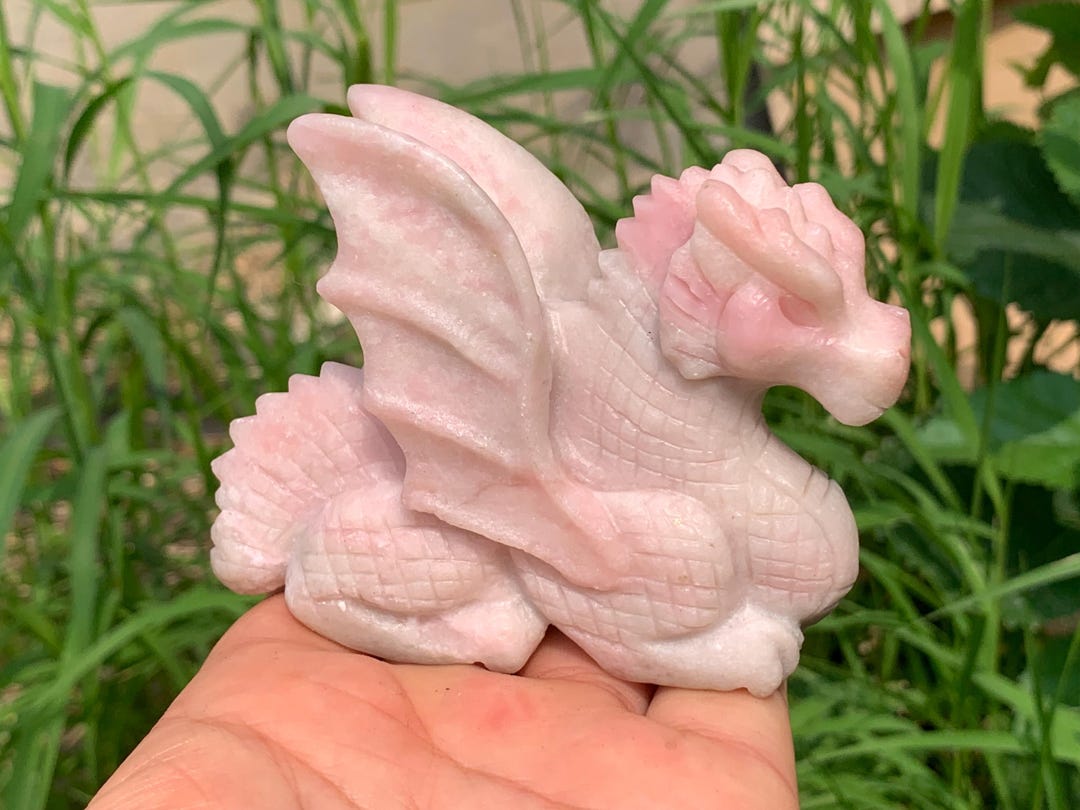 Hand Carved Pink Opal Crystal Dragon: Home Decor (3.5'') - Etsy