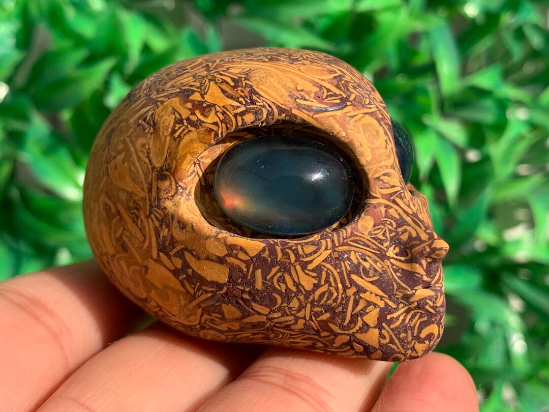 2.3''+ Hand Carved Alien,crystal Alien Skull, Skull,quartzose Jade ...