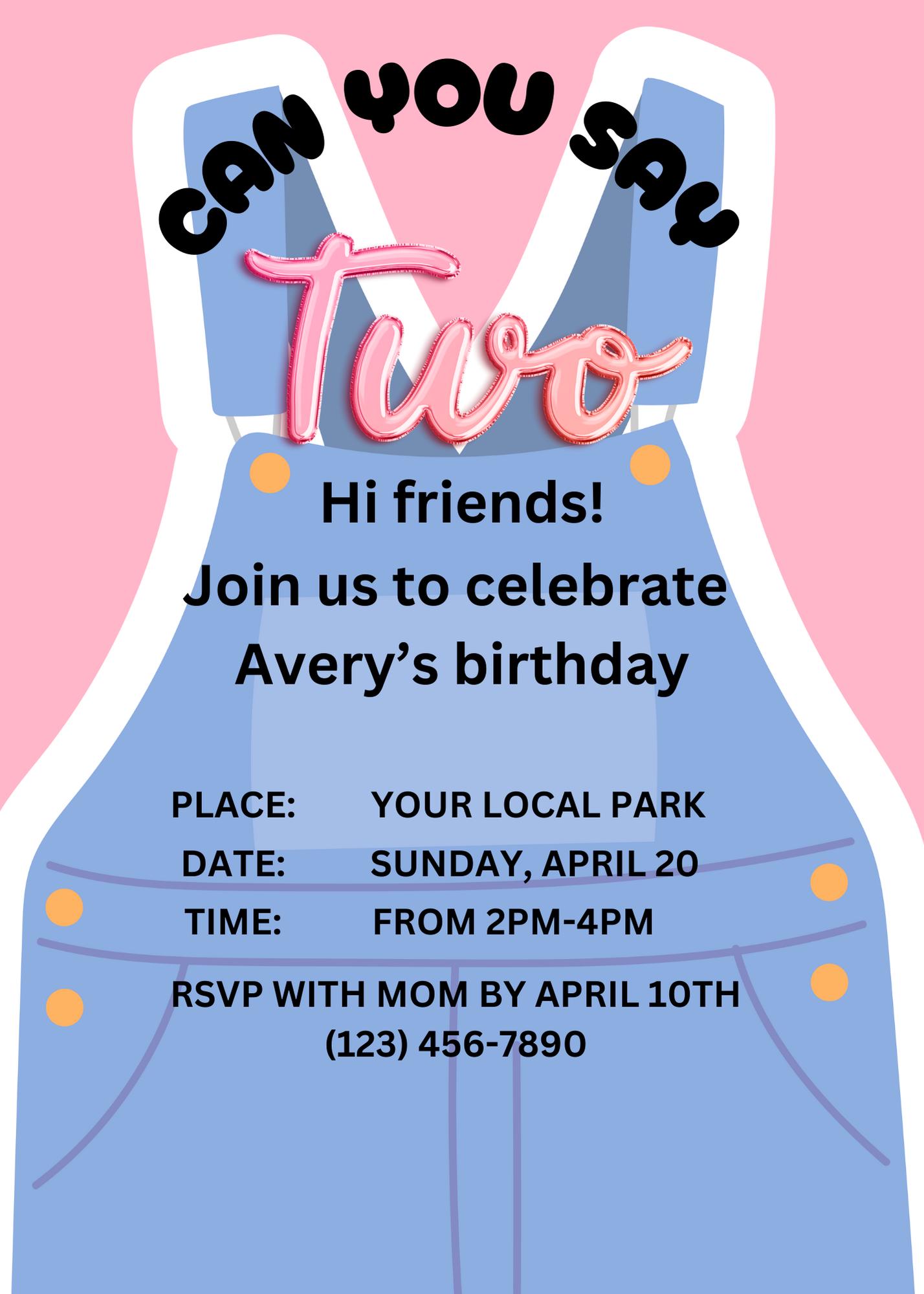 Can You Say Two?| Digital Birthday Invitation | Ms. Rachel Inspired ...