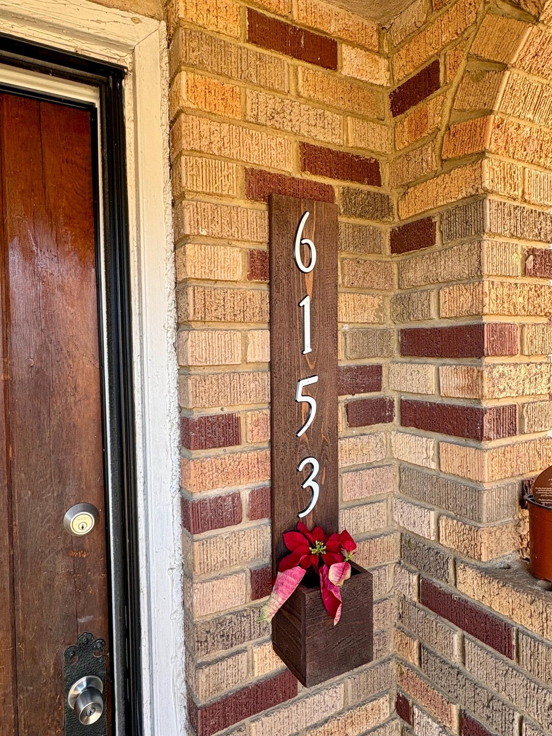 Wooden House Numbers Sign With Planter, Outdoor Address Plaque, Custom ...