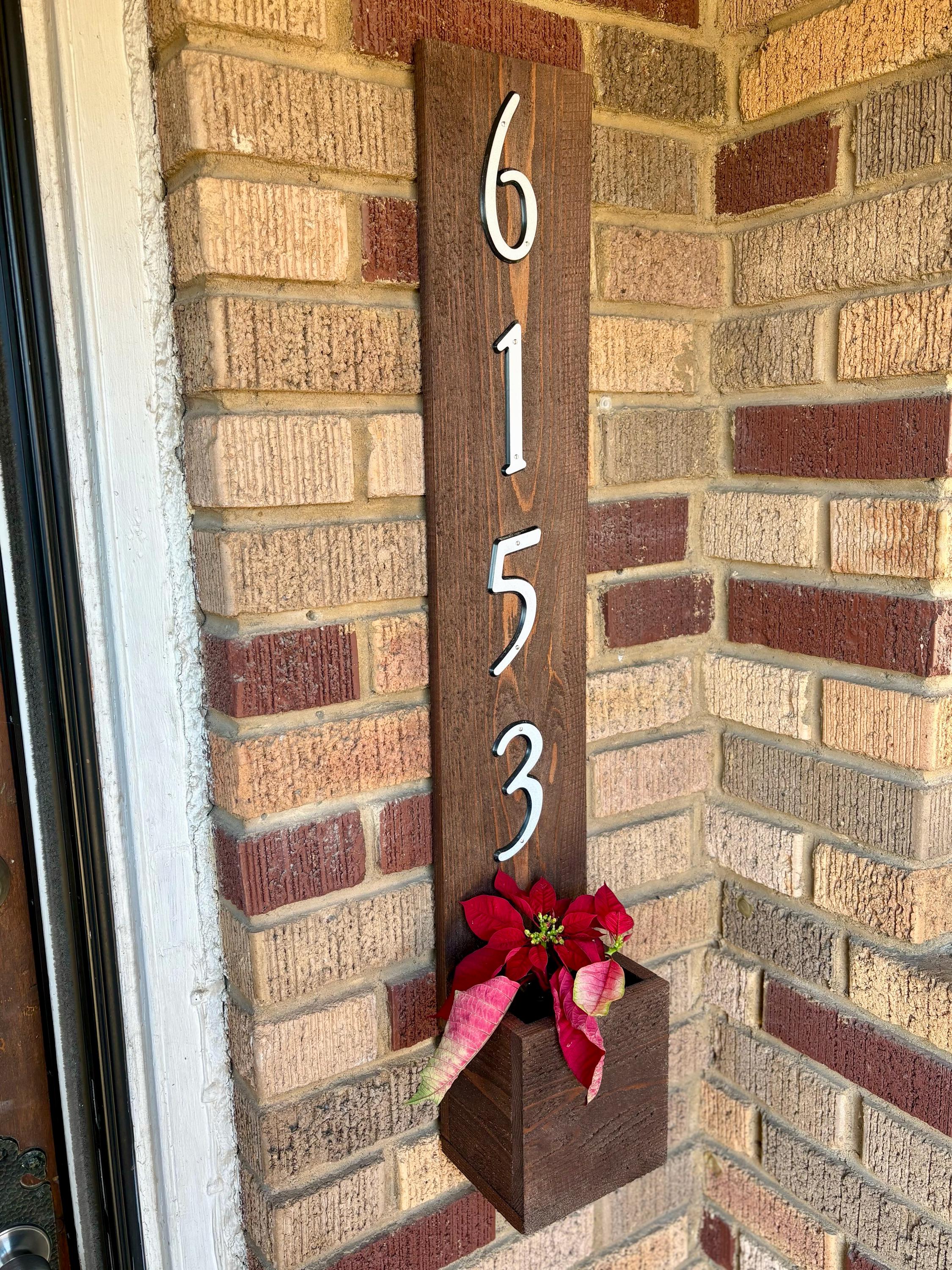 Wooden House Numbers Sign With Planter, Outdoor Address Plaque, Custom ...