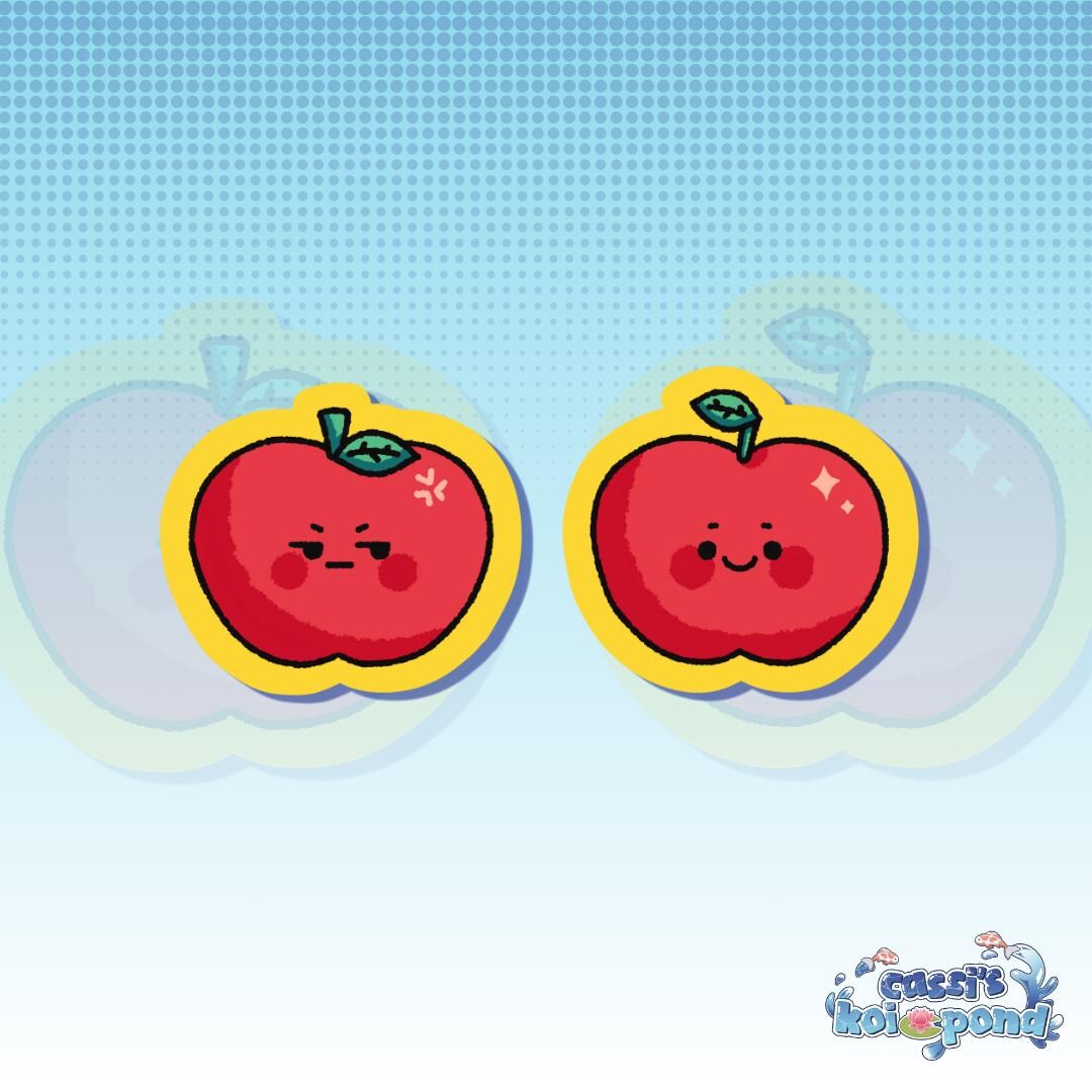 Happy and Angry Apple Vinyl Sticker | Cute Stickers, Waterproof, Laptop ...