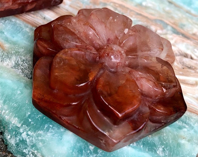 Crystal Flowers | Fire Quartz Flower Carving | Hematoid Quartz ...