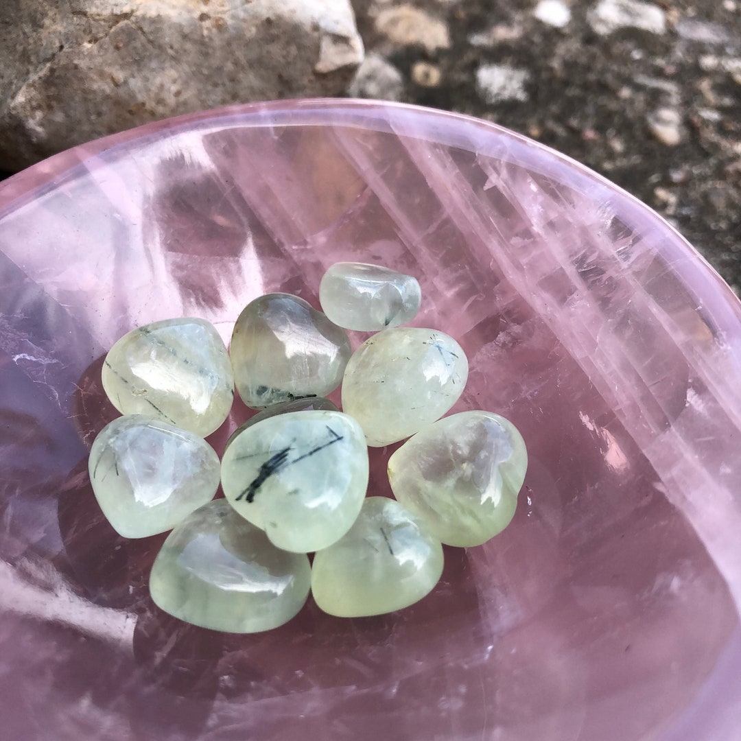 Prehnite Hearts | Tiny Green Crystals for Heart Chakra Healing and ...